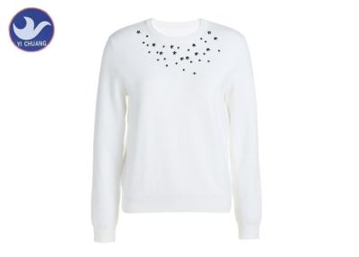China Metal Star Rivet Womens Knit Pullover Sweater  Crew Neck Long Sleeves Jumper for sale