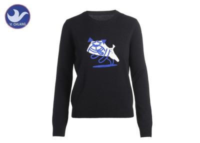 China Cartoon Jacquard Womens Knit Pullover Sweater Embroidery Leisure Jumper for sale