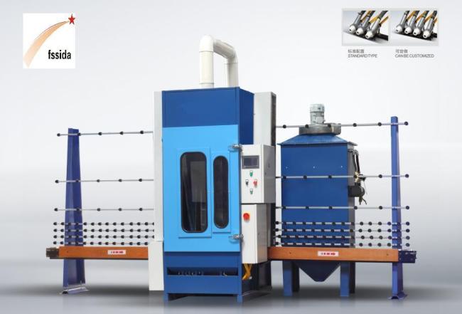 China Foshan Supplier Automatic PLC Vertical Glass Sandblasting Environmental Protection Bathroom Opaque Dark Glass Machine