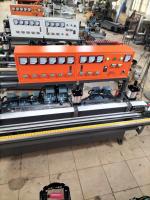 China Horizontal PLC Control Glass Edging Machine 9 Motors 17kw 380v 50hz for 2-20mm Glass for sale