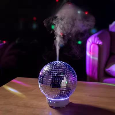 China Factory Supply 100ml Rotation Disco Ball Essential Oil Diffuser Mirror Ball 3D Glass Humidifier Ultrasonic Aroma Diffusers for sale