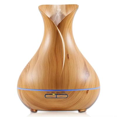 China Shenzhen Best Selling Ultrasonic Aromatherapy Dropshipping 400ml Wood Grain Vase Design Young Living Oil Diffuser for sale