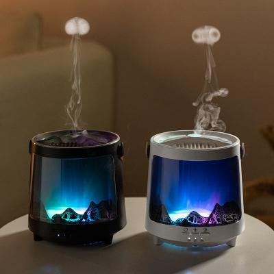 China 3D Flame Simulation 300ml 7 Colorful RGB Light Aurora Aromatherapy Diffuser with Remote Control for Room Home Office for sale