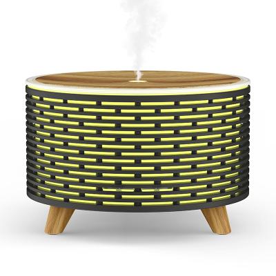 China Wholesale 2 in 1 Cool Mist 7 Color Led Lamp Aromatherapy Smart Home Electric Fragrance Oil Wood Grain Diffuser for Gift for sale