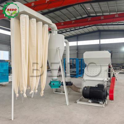 China Wood Crusher Machine 55kw Main Power 2.7m Feeding Conveyor 0.75kw Airlock Motor for Smooth Wood Crushing for sale