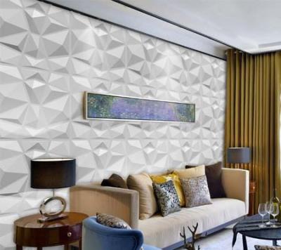 Cina Altezza di rilievo 3D 22 mm Alto lucido Peel e Stick pannello di arte muraria in PVC per sfondo divano in vendita