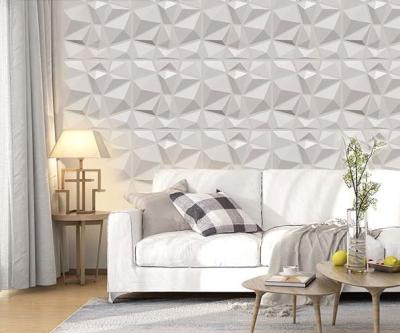 Cina Altezza di rilievo 3D 22 mm Alto lucido Peel e Stick pannello di arte muraria in PVC per sfondo divano in vendita