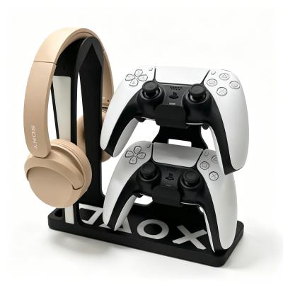 China Headset Hanger Digital 3D Printing Game Symbol Base Desktop Dual Controller Holder for sale