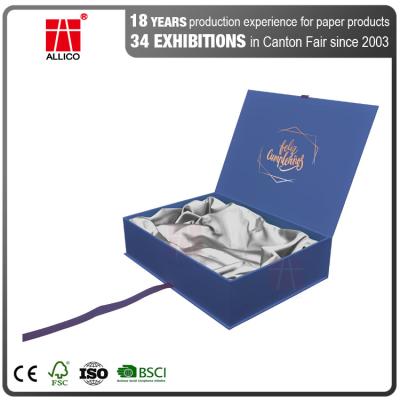 Cina Chiusura blu del nastro di Logo Hair Extension Packaging Boxes della stagnola di oro in vendita