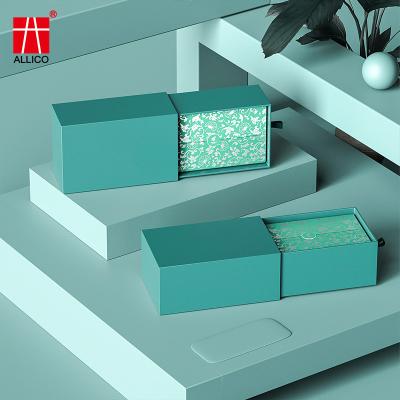 China Die blaue gelbe steife Pappe, die Fach-Geschenkboxen schiebt, fertigte den Druck besonders an zu verkaufen