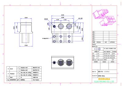 China BT03-001A BT3-70 Barrier Terminal Block , 3 Position Terminal Strip For Power Connect for sale