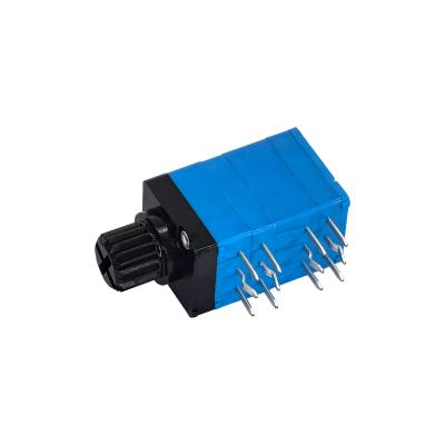 China RV97 Motorized Rotary Potentiometer Horizontal Quad Gang Unequal Foot Distance 2.5*5.0mm Sealed Plastic Shaft Volume Control for sale