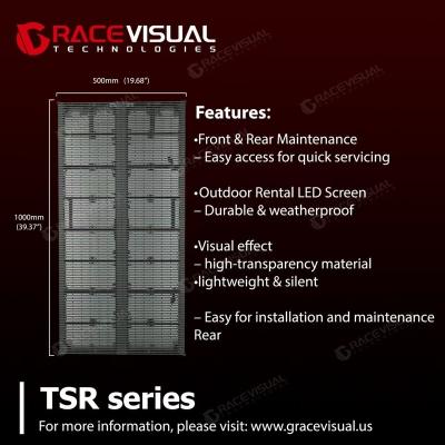 China P3.9-7.8mm Transparent Rental LED Display 500x1000mm TSR Series 5000nits For Rental Business Or Events for sale