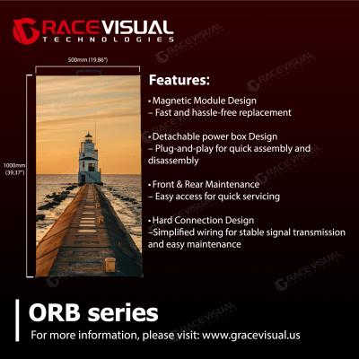 중국 ORB 시리즈 임대 LED 비디오 벽 2.6mm 2.9mm 3.9mm 및 4.8mm 픽셀 피치 500 × 500 mm 및 500 × 1000 mm 패널 7680Hz 갱신 속도 및 4500nits 밝기 판매용