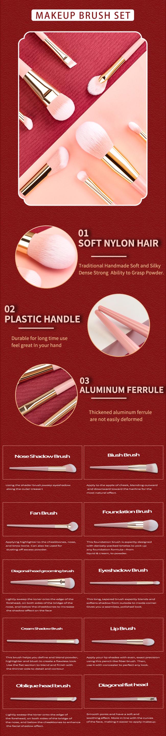 Shenzhen Factory Professional Custom Logo 100% Synthetic Hair Vegan Face Eye Makeup Brush Set