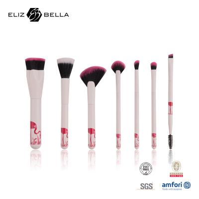China 3D Printing Houten Handvat Make-up Borstels 7 stks Twee Tonen Synthetisch Haar OEM Te koop