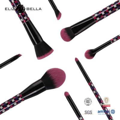 China 8-delige make-upborstels van synthetisch haar Rolling Printing Plastic handvat Aluminium Ferrule Te koop