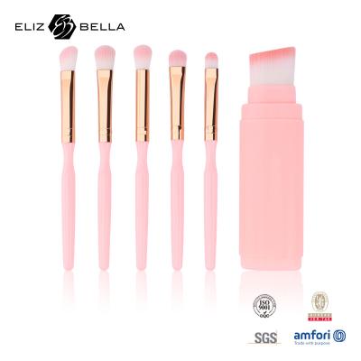Spazzole per il trucco dei capelli sintetici retrattili Maniglia di plastica con ferrule in alluminio in oro OEM