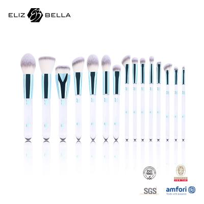 China Aanpasbare reis make-up borstel set met heldere plastic handvat en aluminium ferrule PVC verpakkingsdozen Te koop