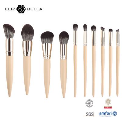 China Massive Wood Handle Cosmetic Make-up Brush Set met synthetisch haar op maat Te koop