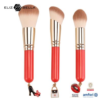 China 3pcs Wooden Handle Essential Cosmetic Brush Set Synthetic Hair Makeup Tools OEM ODM for sale