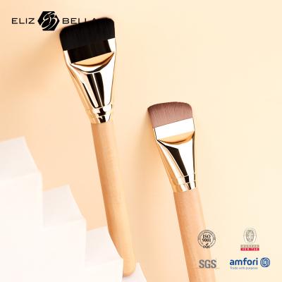 Китай Настраиваемые синтетические косметические кисти с деревянной ручкой и блестящим золотым ремешком продается