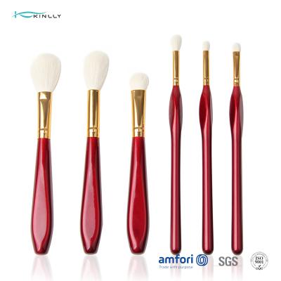 China OEM de Rode Reeks van de de Make-upborstel van het Geithaar 6PCS Kosmetische Te koop