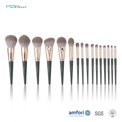 China OEM 16 van het Kosmetische Rose Gold Makeup Brushes With-Veganiststukken Haar Te koop