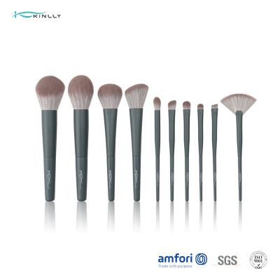 China Nylon Hair BSCI Aluminum Ferrule Cosmetic Brush Set 10pcs for sale