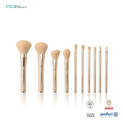 China Roll Printing Snowflakes Synthetic Hair Makeup Brush Gold Color for sale