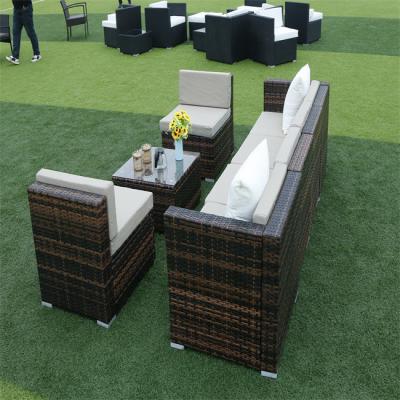 China Outdoor Indoor PE Rattan Sofa With Side Sofa , Middle Sofa , Ottoman , Coffee Table Rattan chair furniture set for sale