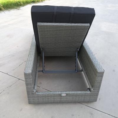China Chaise Lounge Outdoor Rattan Wicker Sun Bed Hotel Wooden Backrest Adjustable for sale