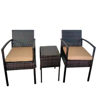 China Outdoor Patio Wicker Dining Set Table Chairs Tempered Glass Tabletop Porch for sale