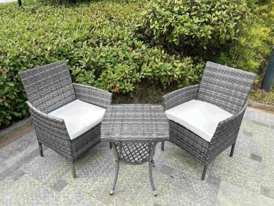 Cina Tavolo e sedie in rotino da 2 posti, in grigio, Bistro Patio Sedile da giardino Arredamento per il relax in vendita