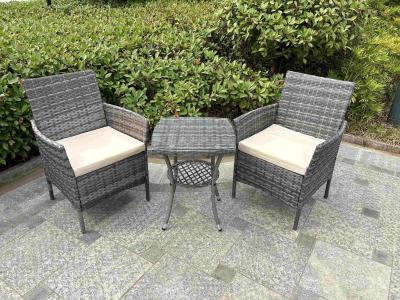 Cina Tavolo e sedie in rotino da 2 posti, in grigio, Bistro Patio Sedile da giardino Arredamento per il relax in vendita