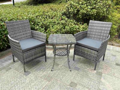 Cina Tavolo e sedie in rotino da 2 posti, in grigio, Bistro Patio Sedile da giardino Arredamento per il relax in vendita