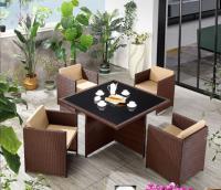 China 10 Seater Rattan Dining Table Set Wicker Dining Coffee Stack Table Round Sofa for sale