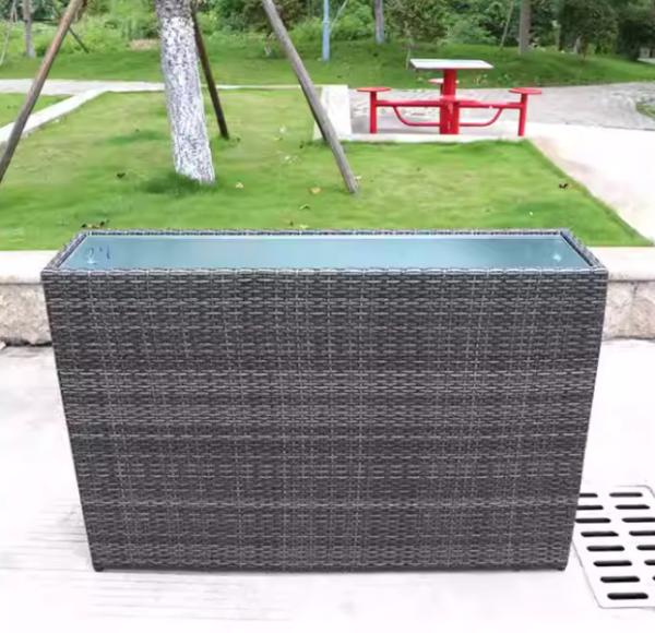 Big Long Wicker Plant Rattan Handmade Flower Pot Plant Metal Indoor Furniture