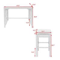 China 5-Piece Patio Bar Table Rattan Rectangular Dining Table Height Chair for sale
