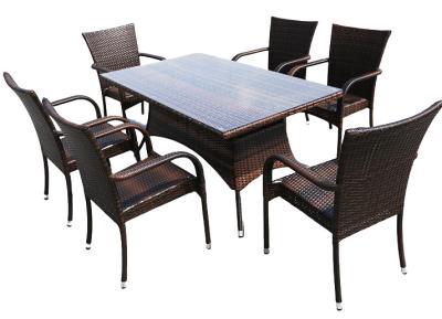 Grauer 6-Sitzer Outdoor-Esstisch Tisch Rechtecktisch Villa Innenhof Rattan