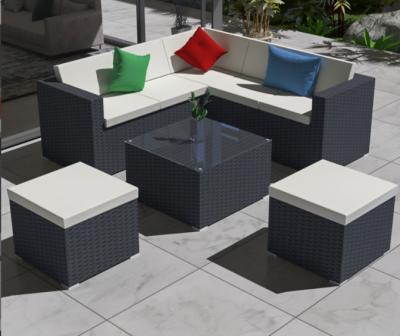 China 5 Seater Grey Rattan Corner Sofa Garden Sectional Patio Wicker Rattan Sofa Modern for sale