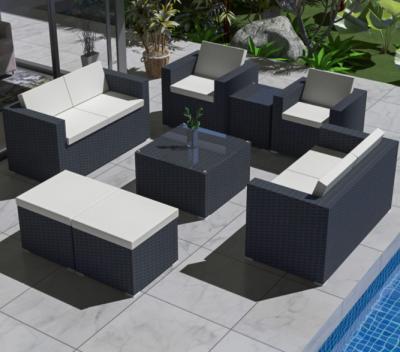 China 5 Seater Grey Rattan Corner Sofa Garden Sectional Patio Wicker Rattan Sofa Modern for sale