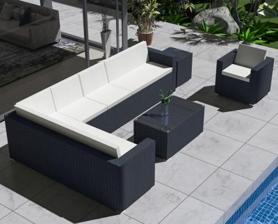 China 5 Seater Grey Rattan Corner Sofa Garden Sectional Patio Wicker Rattan Sofa Modern for sale