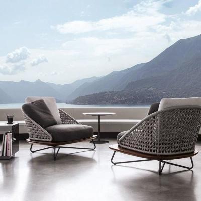 Cina Divano esterno nordico, set di divani in rattan in teak per cortile, divano di vimini per villa, mobili esteri per giardini all'aperto in vendita