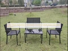 4 PCS Bistro Table And Chairs Rattan Outdoor Casual Chairs Side Table Balcony