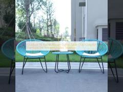 Outdoor PE Rattan Woven Coffee Table Chair Kleurrijke meubelsets Tempered Glass Tabletop
