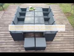 Cadeira de mesa de café de Rattan à prova d'água Conjuntos para refeições ao ar livre e relaxamento Cadeira de mesa de assento Otomano