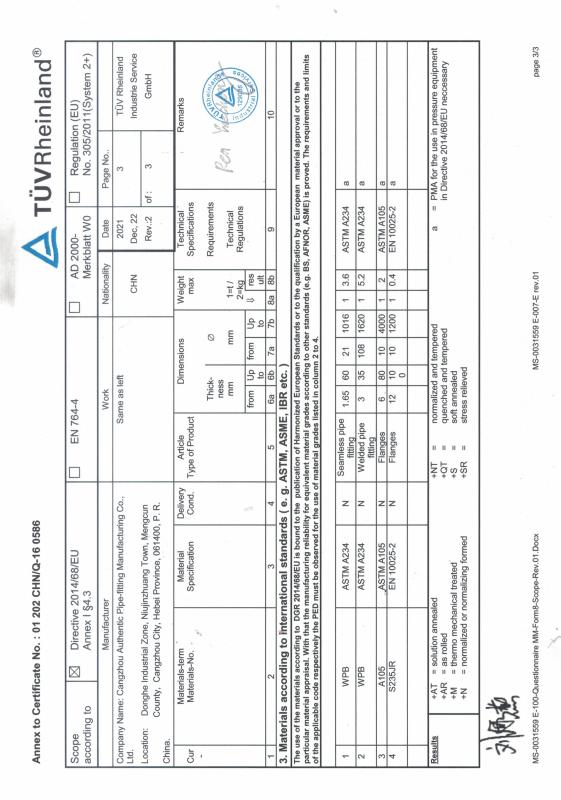  - Cangzhou Authentic PIPE-FITTING Manufacturing Co., Ltd.