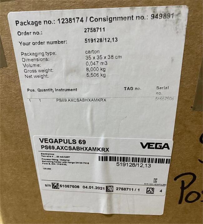 VEGAPULS 69 Radar Sensor for industrial level measurement