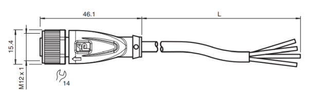 P+F Female Cordset V1-G-BK10M-PUR-R1 dimensional drawing